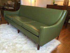 mid century modern sofa sculpted walnut base
