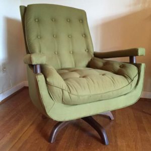 Mid Century Modern Swivel Rocker with Walnut Accents - EPOCH