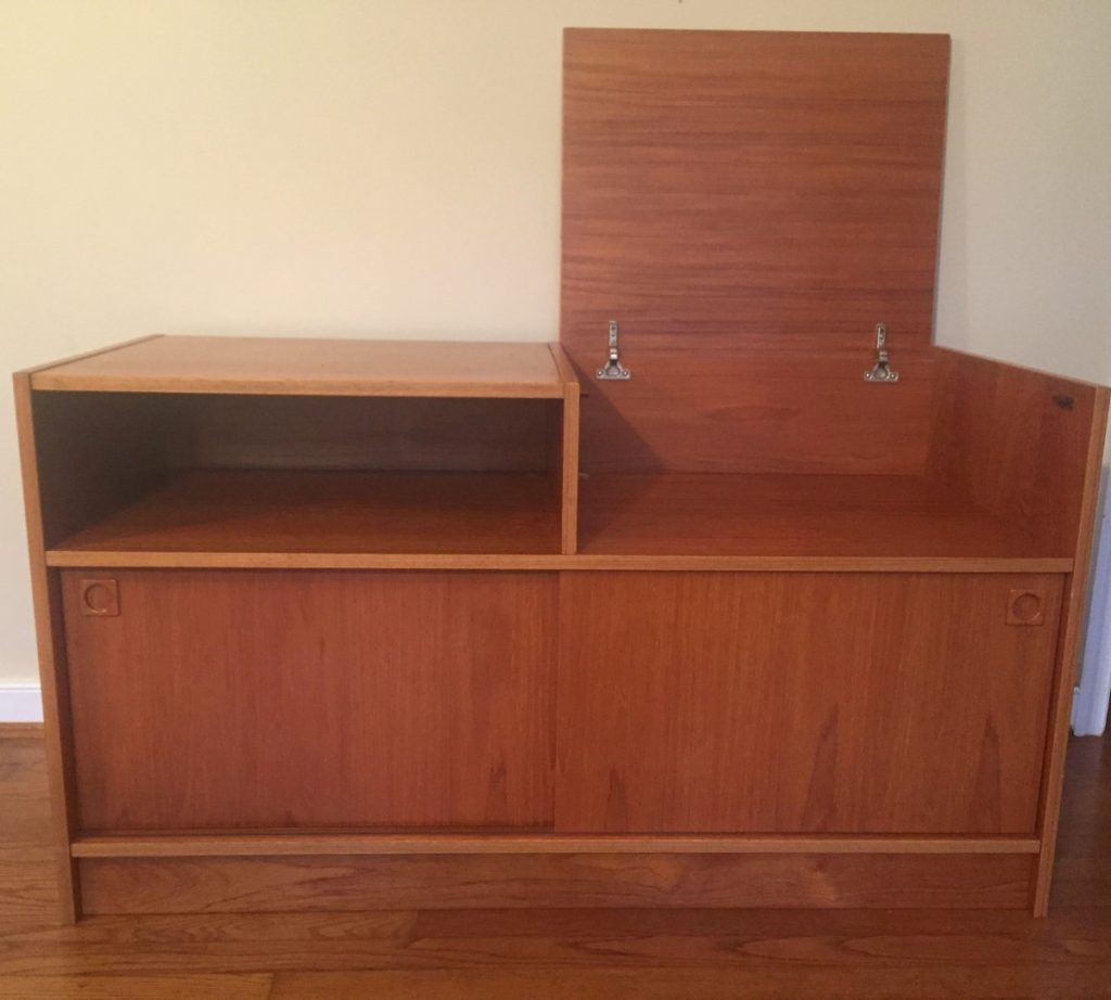 Danish Modern Teak Audio Console Storage Cabinet - EPOCH