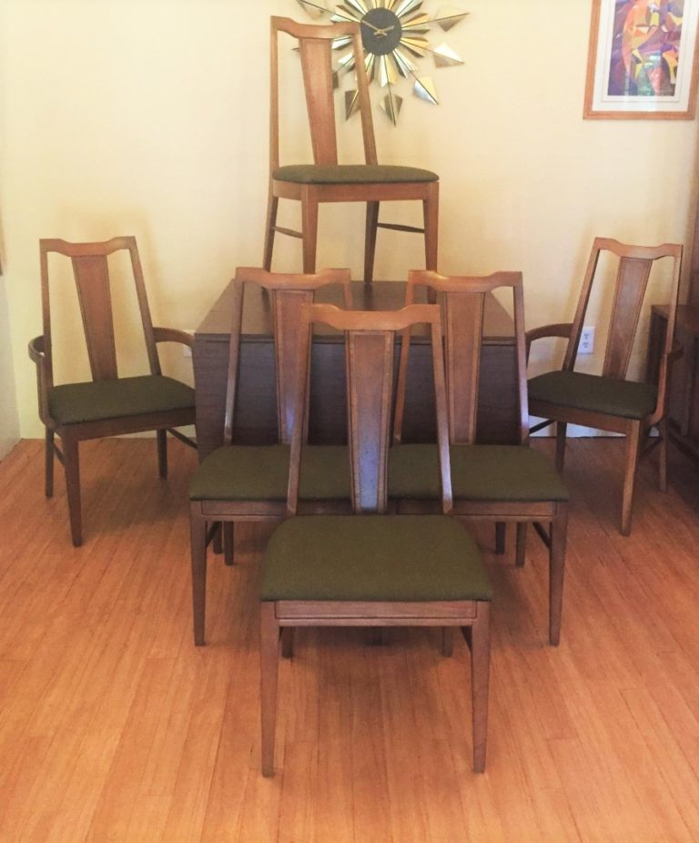 Mid Century Modern Dining Chair Set With Contrasting Veneer by Basic ...
