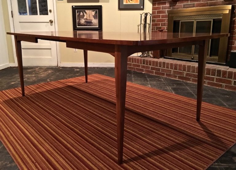 Mid Century Modern Drexel Declaration Walnut Dining Table with Leaf - EPOCH