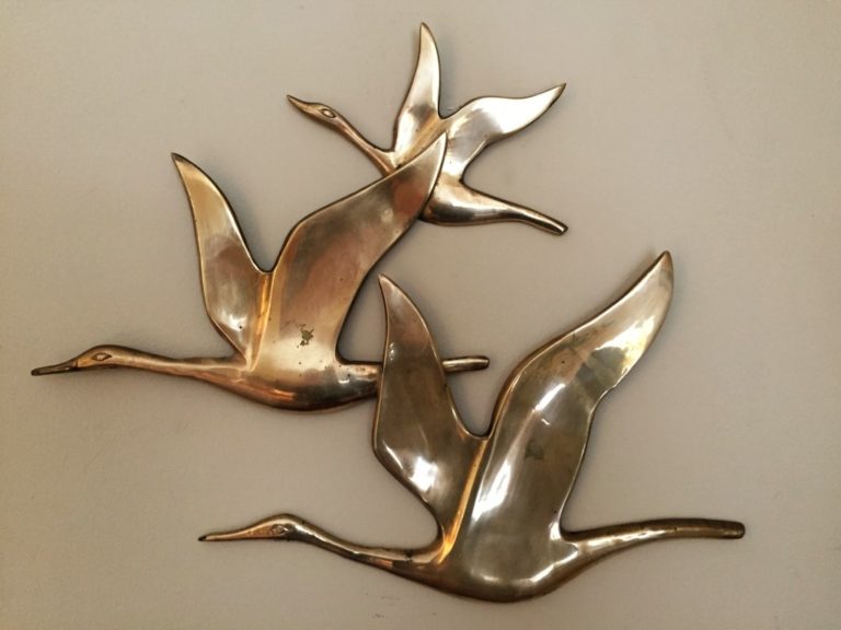 Mid Century Modern Solid Brass Flying Geese Wall Hanging - EPOCH