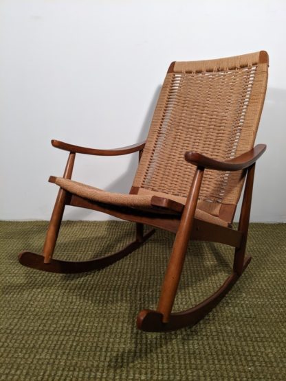 Vintage Yugoslavian Hans Wegner Style Corded Rocking Chair - EPOCH