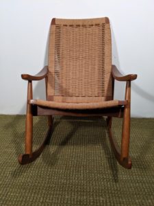 Vintage Yugoslavian Hans Wegner Style Corded Rocking Chair - EPOCH