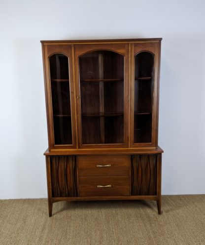 Mid Century Modern Vintage China Cabinet, Stylized Doors - EPOCH