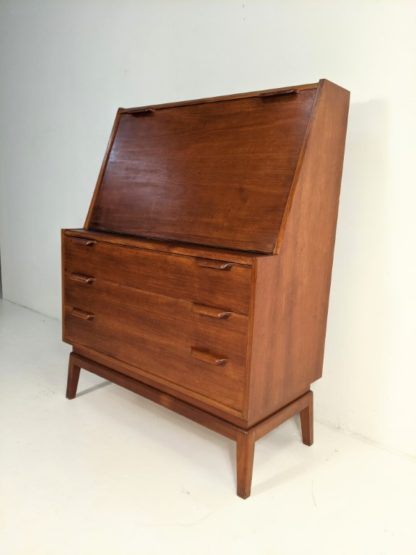 Danish Mid Century Modern Teak Drop Front Secretary - EPOCH