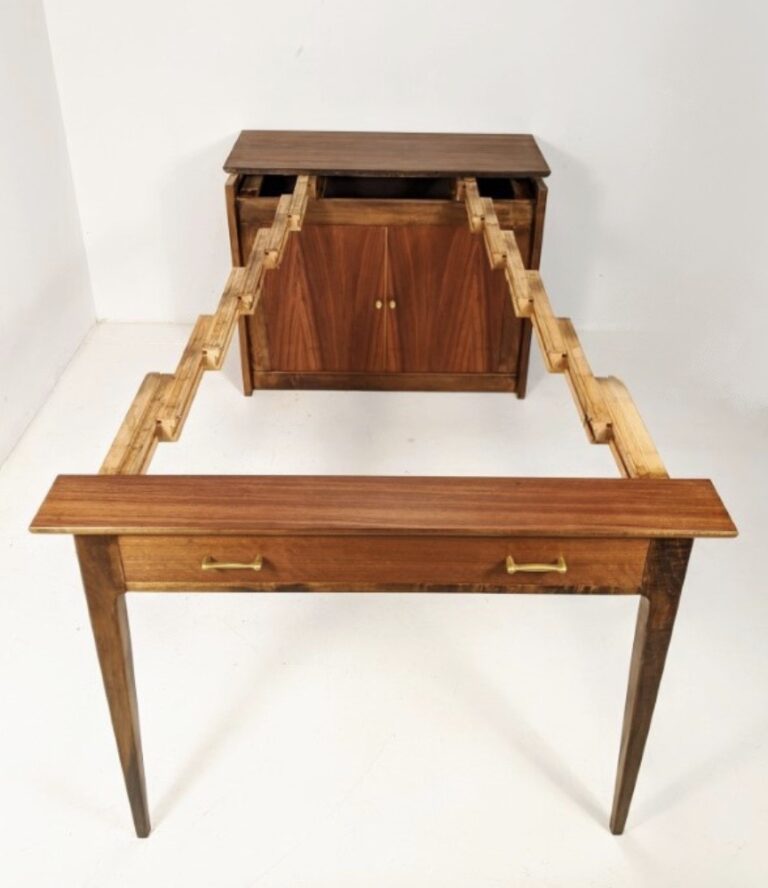 Mid Century Modern Walnut Dining Table, Extendomatic by Saginaw ...