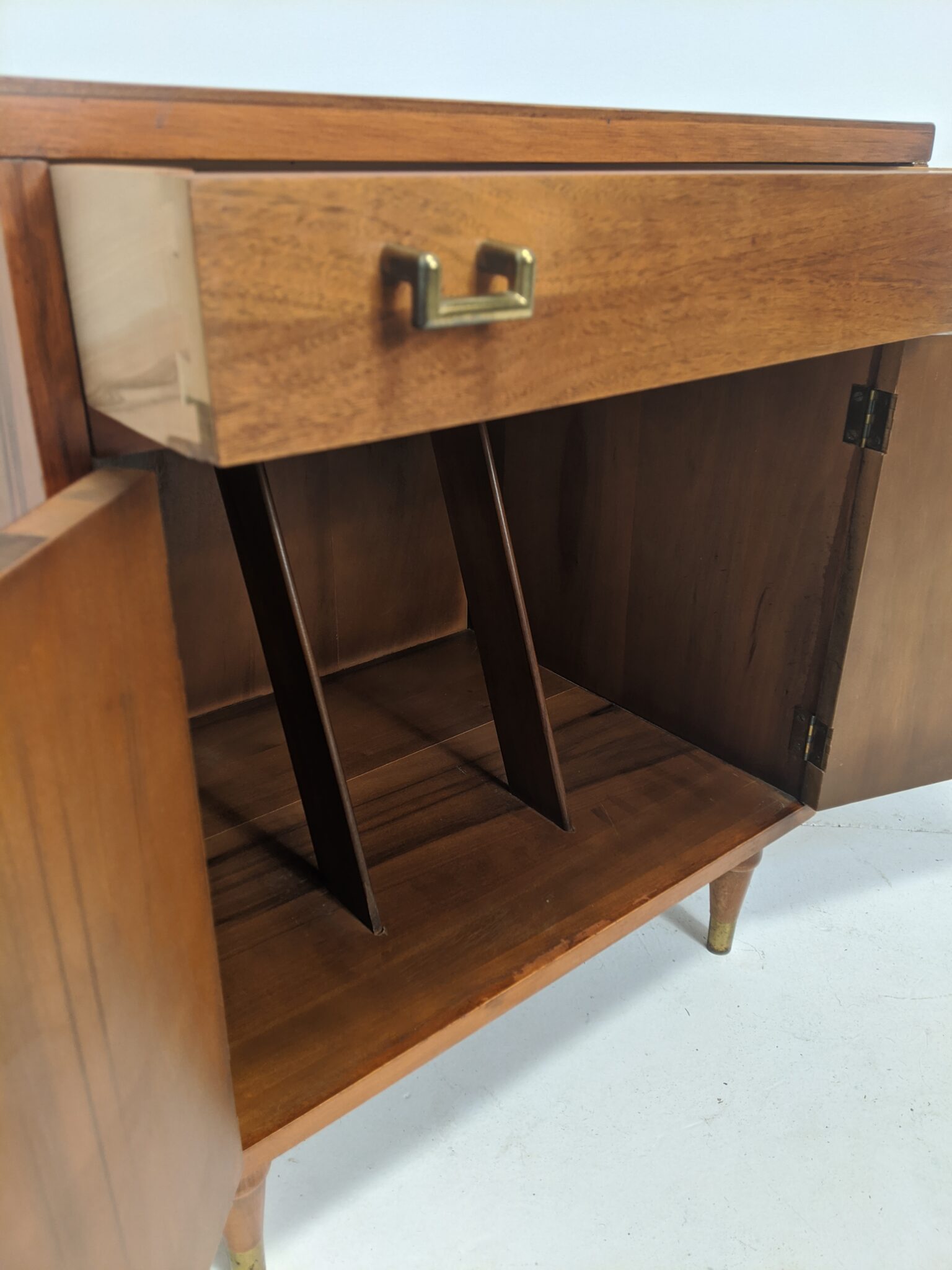 Mid Century Modern Walnut Record Album Storage Cabinet - EPOCH