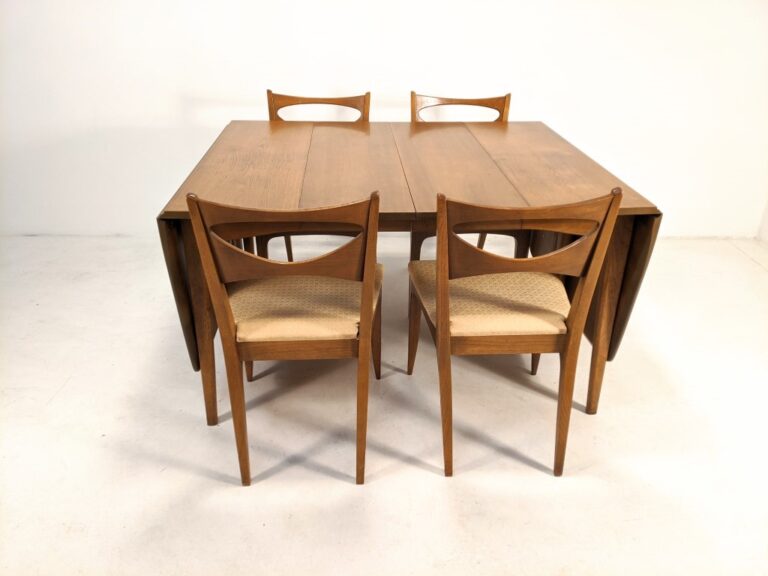 Mid Century Modern Dining Set, Three Leaves, Four Chairs, Profile ...