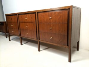Three Piece Mid Century Modern Walnut Bedroom Set by Basic Witz - EPOCH