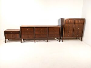 Three Piece Mid Century Modern Walnut Bedroom Set by Basic Witz - EPOCH