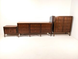 Three Piece Mid Century Modern Walnut Bedroom Set by Basic Witz - EPOCH