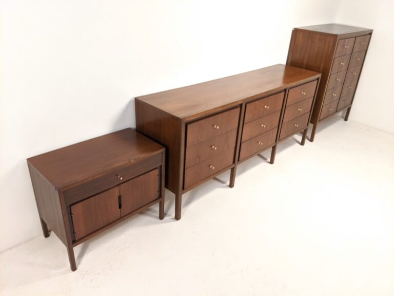 Three Piece Mid Century Modern Walnut Bedroom Set by Basic Witz - EPOCH