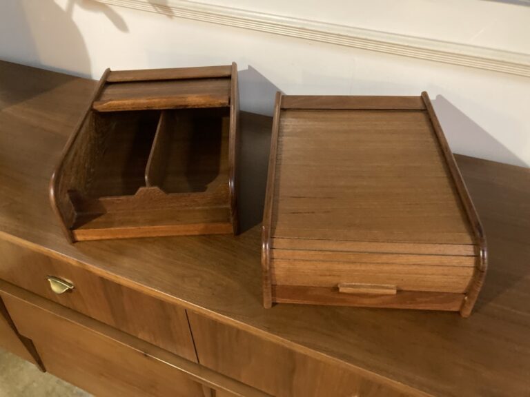 Danish Teak Wood Tambour Door Storage Boxes - EPOCH