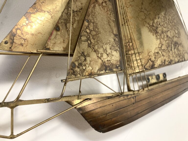 Metal Sailboat Wall Sculpture, 3-D Vintage Mid Century Modern 40" X 30 ...